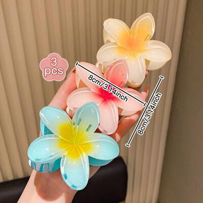 1/2/3Pcs Hair Accessories Colorful Flowers Large Hair Claw o