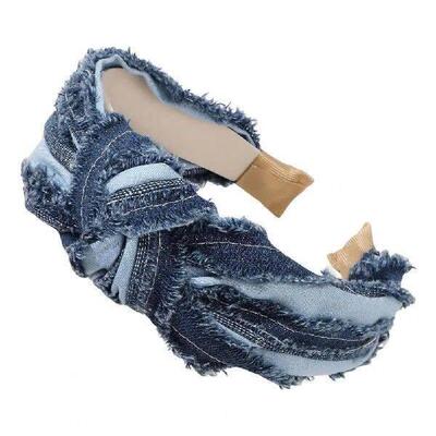 Vintage Style Headband Wide-brimmed Denim Headband Retro