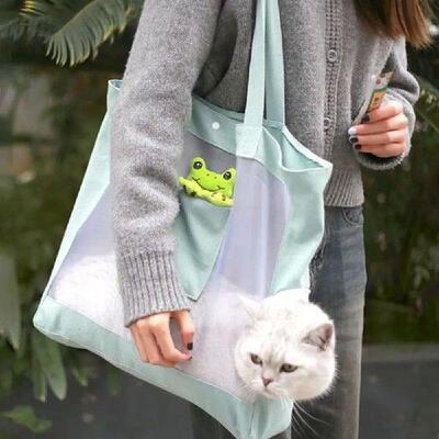 Cute Canvas Cat Carrier Bag Foldable Large Capacity Cat