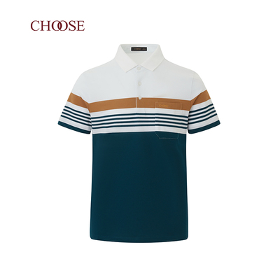 choose/乔士【新疆棉】男装25夏蜂窝网眼珠地棉易打理撞色polo衫