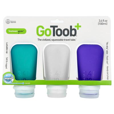 Humangear,GoToob+®, Travel Tube, Large, Clear, Purple & Teal