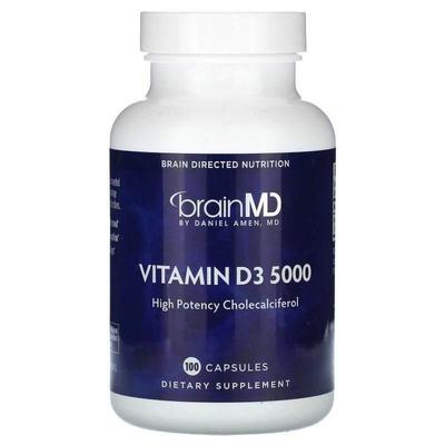 BrainMD,Vitamin D3 5000, 100 Capsules