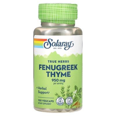 Solaray,True Herbs, Fenugreek Thyme, 950 mg, 100 VegCaps