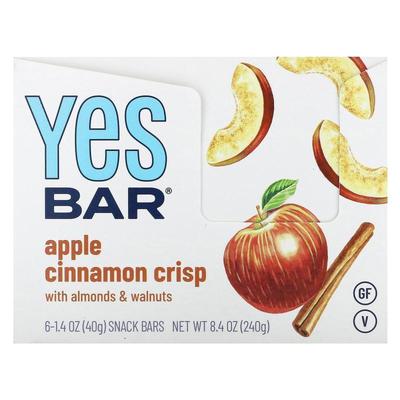Yes Bar,Snack Bar, Apple Cinnamon Crisp, 6 Bars, 1.4 oz (40