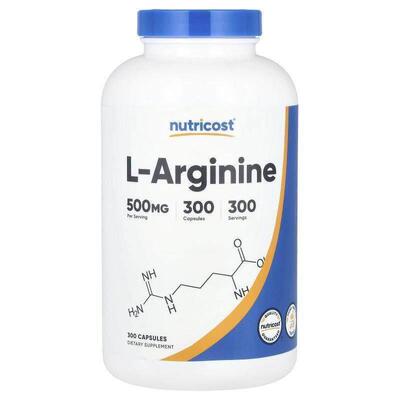 Nutricost,L-Arginine, 500 mg, 300 Capsules