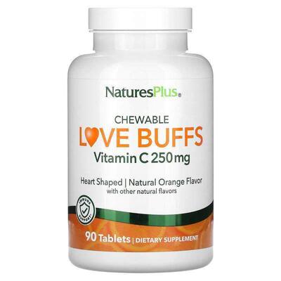 自然加,Chewable Love Buffs，维生素 C，天然橙味，250 毫克，90