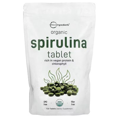 Micro Ingredients,Organic Spirulina Tablet, 720 Tablets