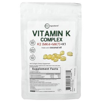 Micro Ingredients,Vitamin K Complex, 360 Softgels