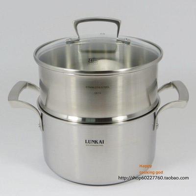 伦凯18/10不锈钢汤锅炖锅家用加厚蒸锅蒸锅明火电磁炉20cm