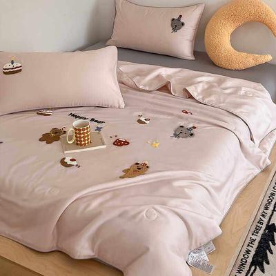 可爱夏季天丝夏凉被双面冰丝滑裸睡空调被四件套卡通风婴孩薄被子