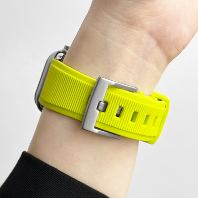 新款荧光绿硅胶iwatch10表带夏天适用苹果applewatchS11女9运动男