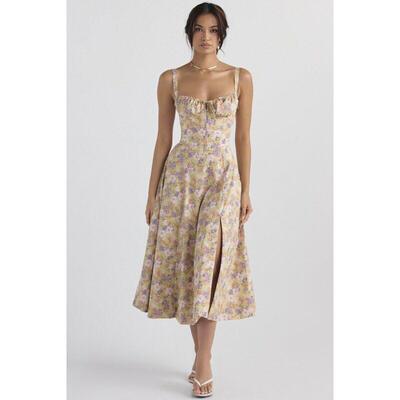 Women's Summer Spaghetti Strap Midi Dress Sleeveless