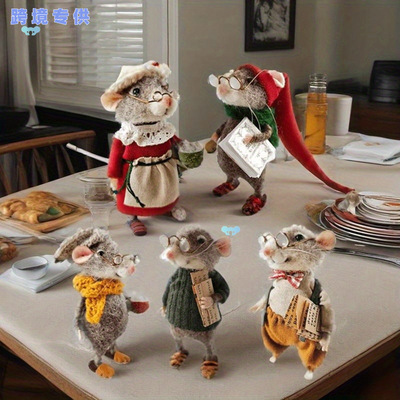 1pc Charming Needle Felting Mouse Figurine Handcrafted