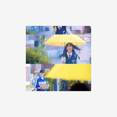 背着宰善跑雨伞长柄16骨自动伞小清新木柄刻字弯钩晴雨伞