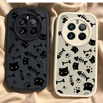 猫咪鱼骨真我12pro手机壳realme11por+新款V20可爱OPPOV30t防摔真我10硅胶套v23i女v15全包v11s潮V3软v25情侣