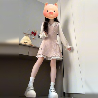 小个子香风粉色连衣裙子