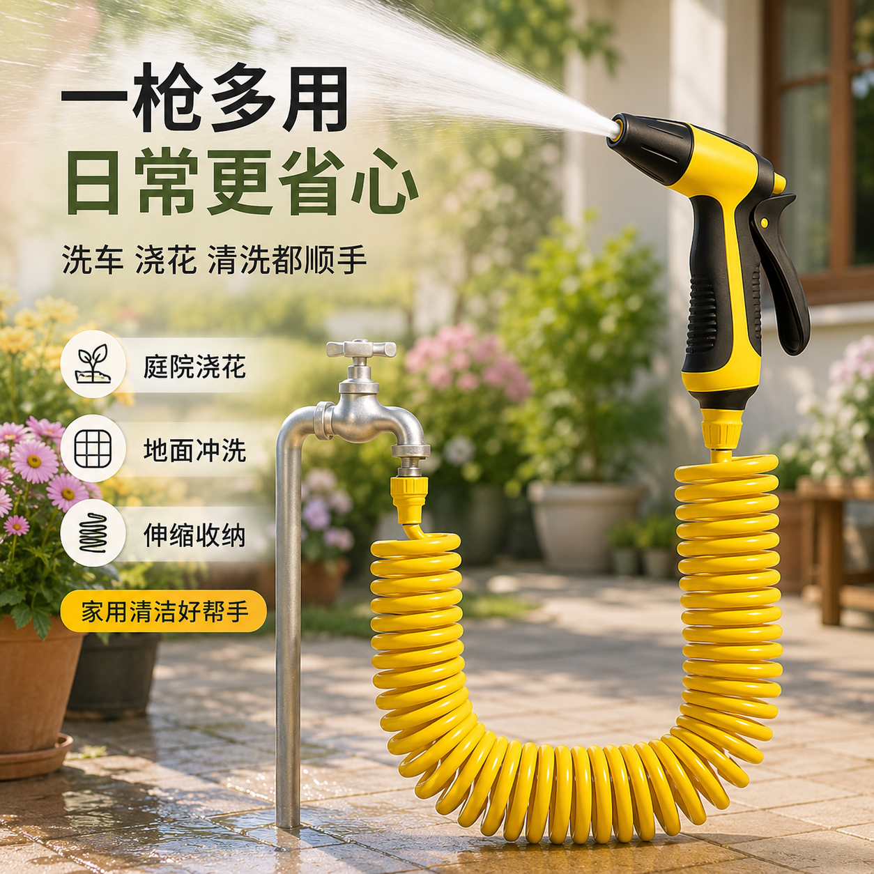 高压水枪洗车喷头家用接水龙头伸缩水管软管浇水增压冲洗地面喷枪