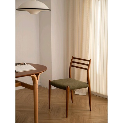 THE MAZAY北欧中古实木餐椅家用软包靠背椅子Moller78号设计师椅