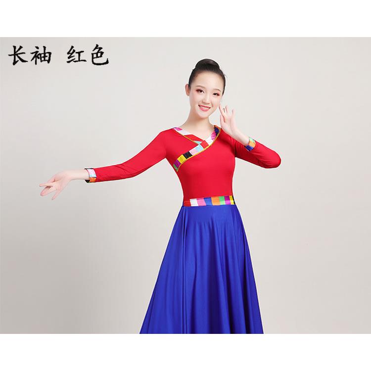 新款大摆裙舞蹈服现代藏族半身裙藏式长女练功上衣广场舞演出服练