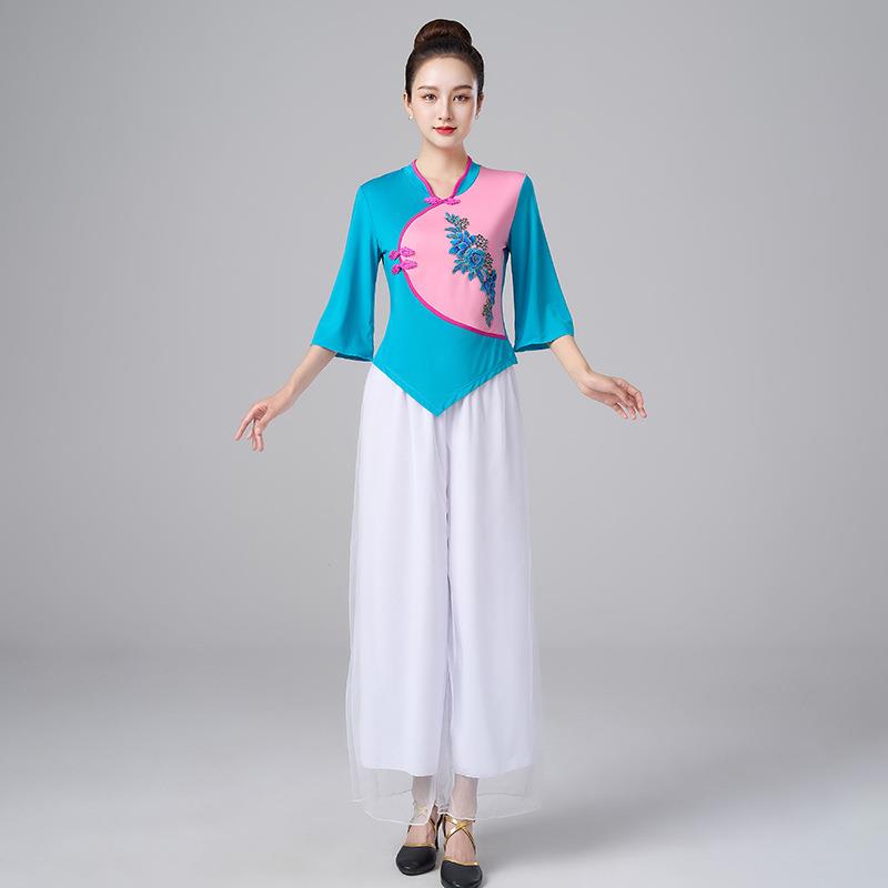 新款广场舞服装新款扇子舞演出跳舞衣服表演服中老年民族风舞台喇