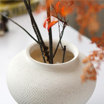 北欧简约树c花瓶样房创件意磨砂点插花装板饰品纯白花Z04780瓶物