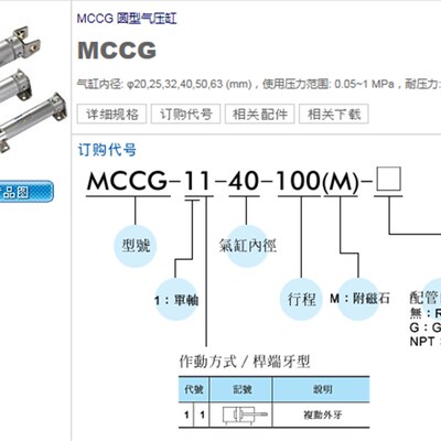 金器圆型气缸MCCG-11-50-25 50 75 100 125 150 200 250 3X00 400