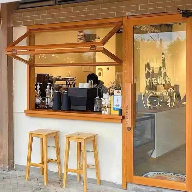 实木门窗咖啡店民宿上下折叠窗折叠门家用店铺门窗户木门全景门