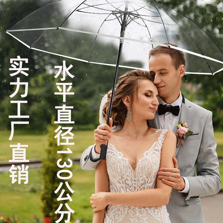 新品加大抗风透明j雨伞纤维骨加厚PVC长柄高尔夫伞直杆广告定制lo