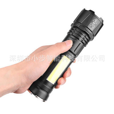 极速跨境强光手电筒XHP90+COB灯珠USB可充P电尾部带磁铁多功能户