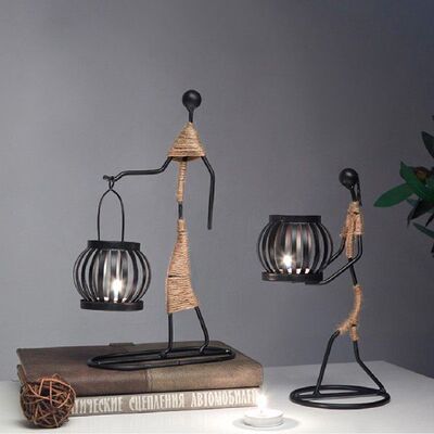极速Nordic Metal Candqle Holder Abstract Characters Sculptur