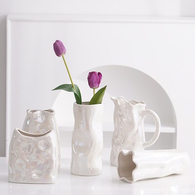 新品新品ains梦幻轻奢北欧陶瓷花瓶装饰干花水养鲜花积木客厅插花