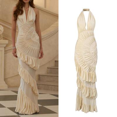 Women's V-Neck Backless Wrap Dress