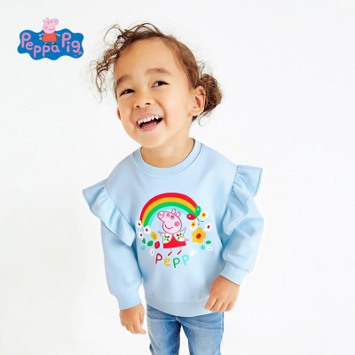 【限价48元】小猪佩奇儿童卫衣女童宝宝花边袖长袖上衣春秋款衣服