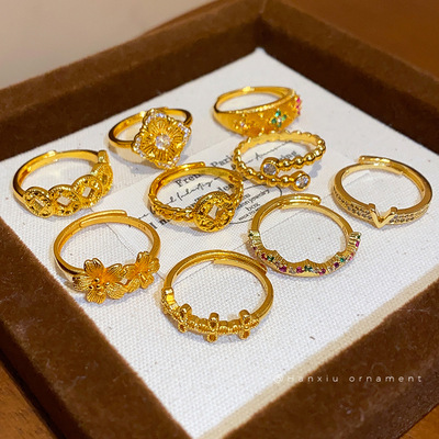 韩版铜钱开口戒指轻奢高级感