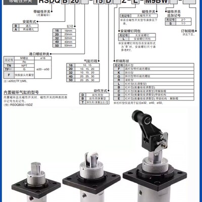 SMC型/RSG系列/阻挡止动气缸/高度可调型/双作用/RSG/QRSDG/32/40