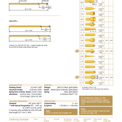 进口探针GKS075 214 050 A2000 测试针 爪针 075 291 064A2N 尖针