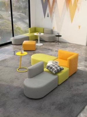 办公室创意会客洽谈接待休闲休息区培训机构现代简约沙发茶几组合