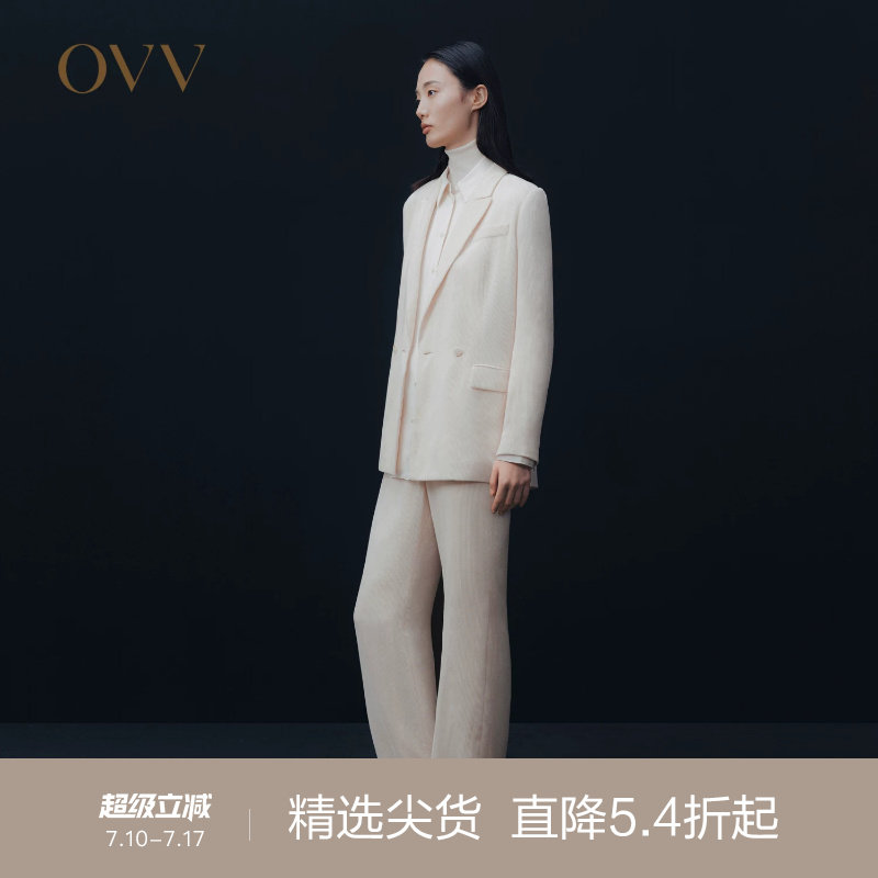 OVVOutlet秋冬新款女意大利进口丝绒灯芯绒优雅休闲套装西服外套