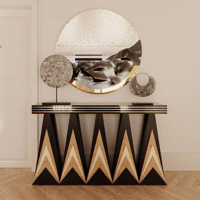 铭华设计师家具HOMMES轻奢后现代实木玄关桌子置物架入户装