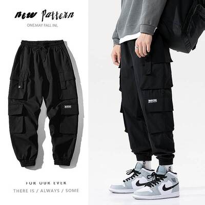 Streetwear Black Mens Harem Joggers Pants Men Cargo Trousers