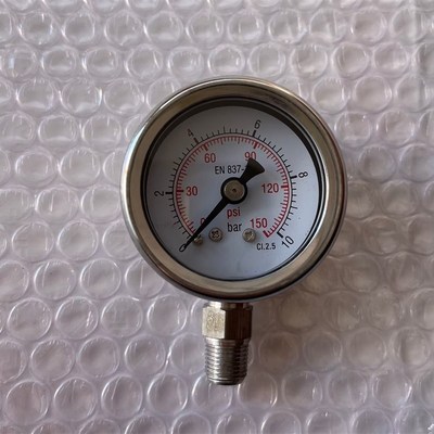 10bar不锈钢压力表 背后直径41 前面直径46.5 螺纹9.6-10mm ZG1/8