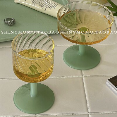 Shinymomo自制ins韩风法式彩色玻璃酒杯奶昔冰激凌杯