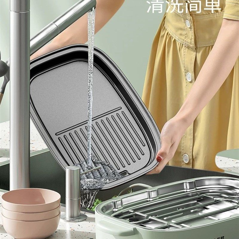 厂促促烤肉锅家用多功能料理锅蒸煮煎烤涮分体电烤盘烤鱼烧烤火品