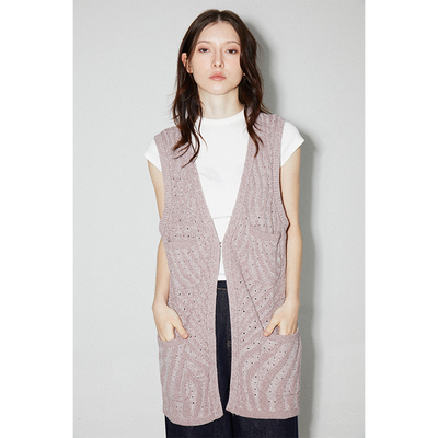 ROLLINGAGE 2025夏季编织镂空背心开衫设计感时髦氛围感V领外套