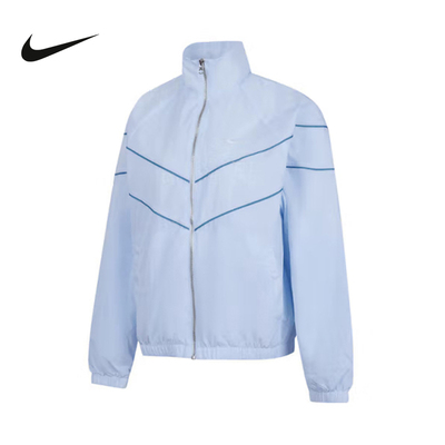 Nike耐克蓝色外套女夏季宽松休闲训练梭织立领运动夹克FV6305-423