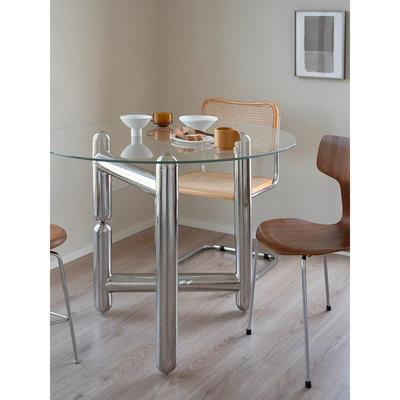 0J挑时tells|气球狗钢化玻璃圆餐桌现代简约轻奢复古小户型家用定