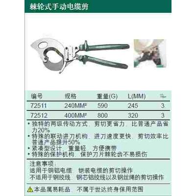 Satan世界工具 手动电缆剪 72511 72512