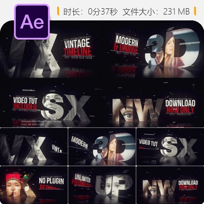 Vintage Timeline AE模板史诗电影纪录片和平历史英雄感人片头