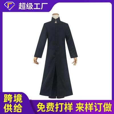 Men Black Matrix Trench Coat Cosplay Costume Women Halloween