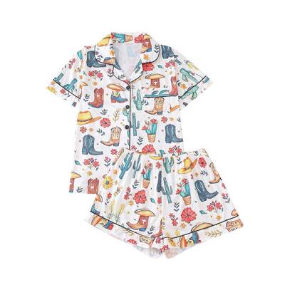 Little Horse Print Fire Retardant Sleepwear Set Casual